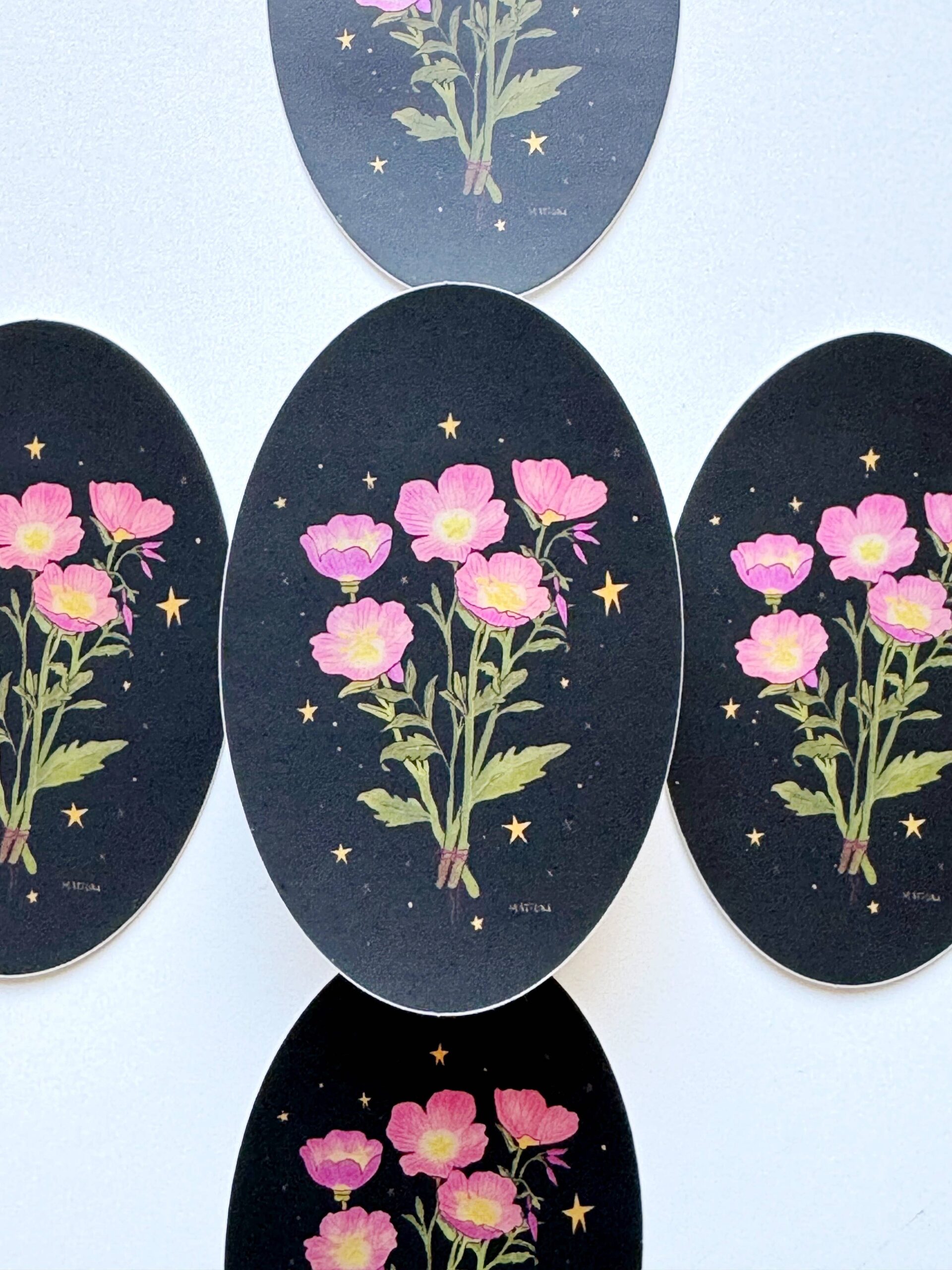 Pink Evening Primrose Bouquet Matte Holographic Sticker – Joli Jardin